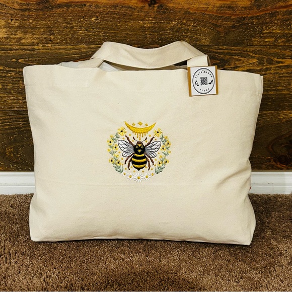 pixie blush | Bags | Queen Bee Embroidery Canvas Tote Bag | Poshmark